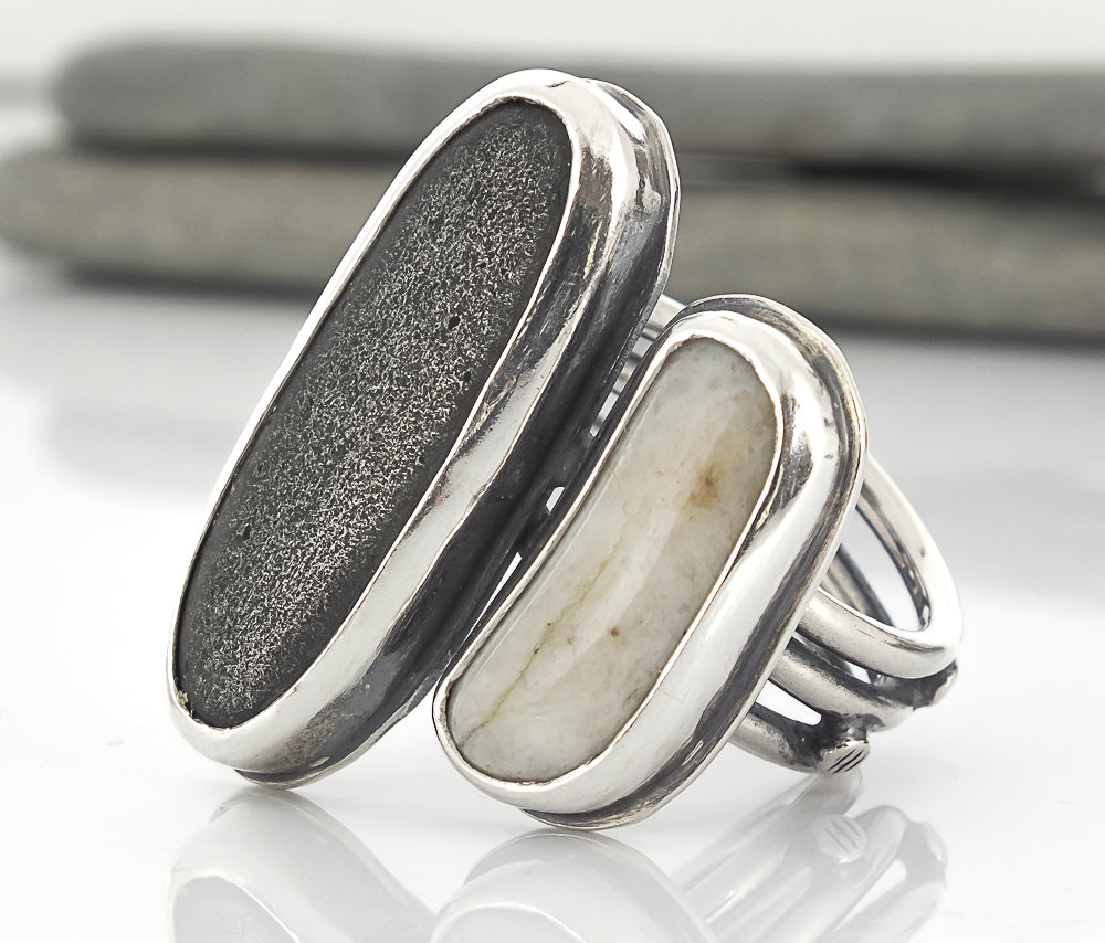 Double Sided Beach Stone Ring– LjBjewelry