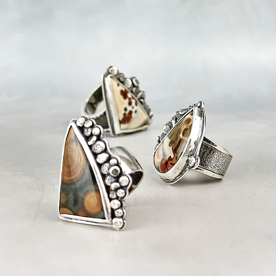 Sterling silver Ocean Jasper Statement Rings - LjBjewelry
