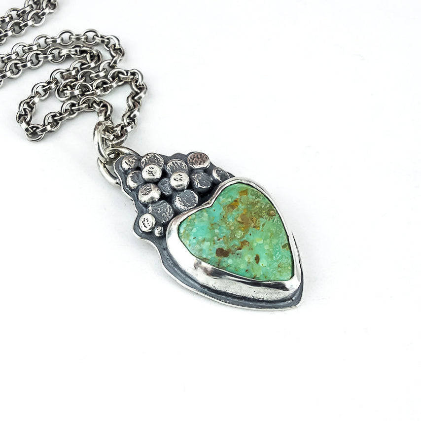 Sterling Silver Turquoise Heart Necklace - LjBjewelry