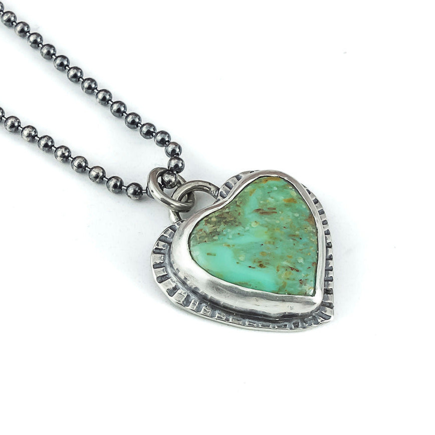 Handmade Sterling Silver Turquoise Heart Pendant Necklace– LjBjewelry
