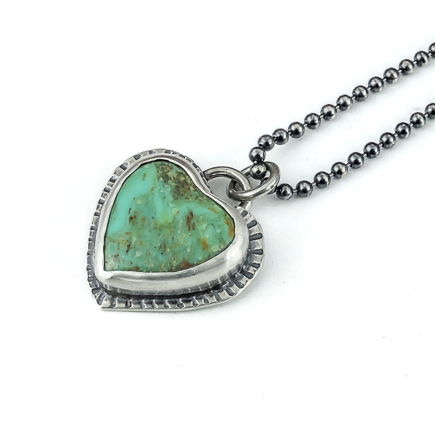 Handmade Sterling Silver Turquoise Heart Pendant Necklace– LjBjewelry