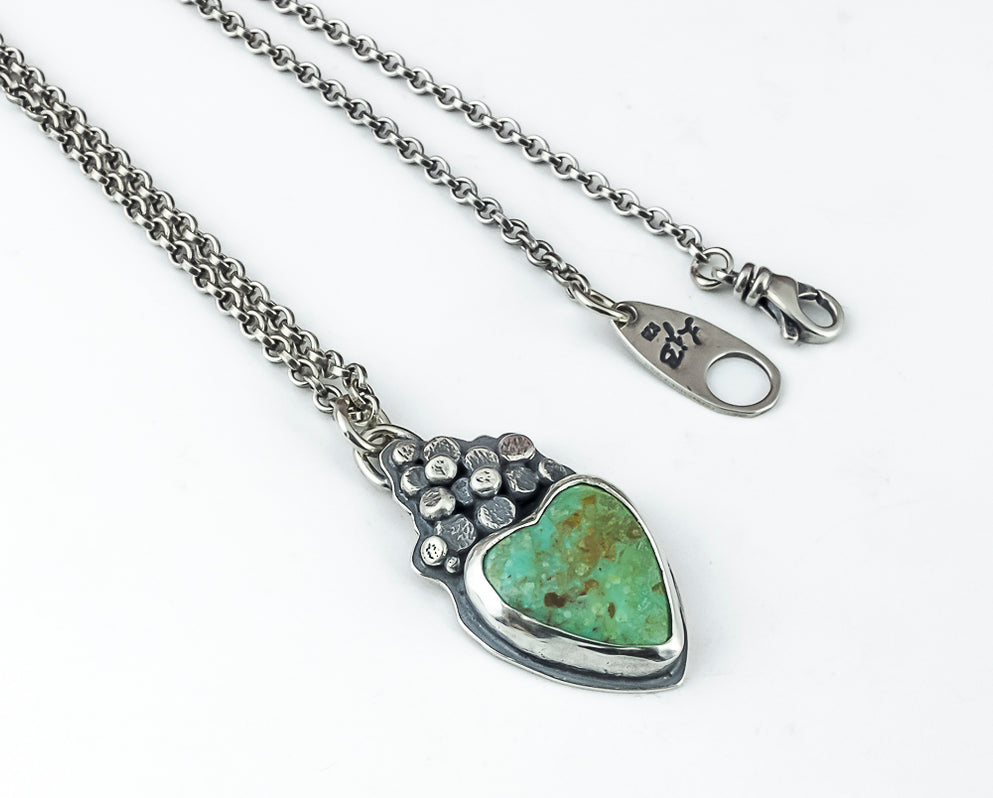 Sterling Silver Turquoise Heart Necklace - LjBjewelry