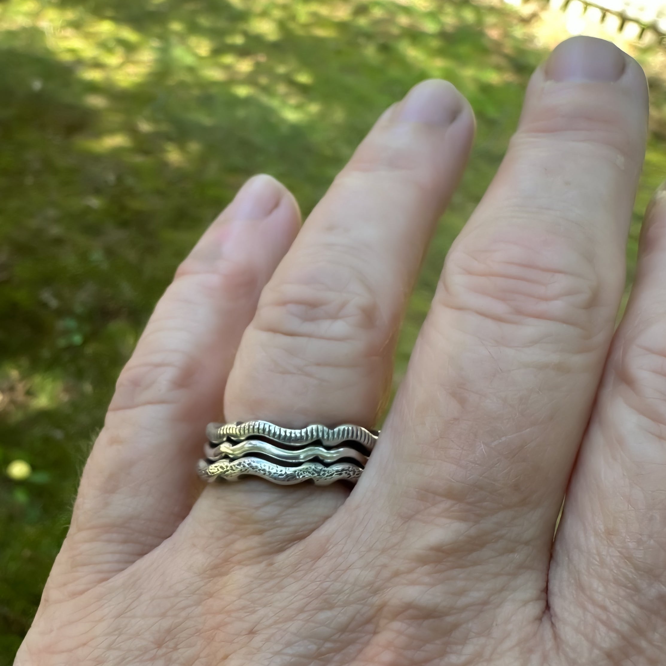 Handmade Sterling Silver Stacking Wave Ring - LjBjewelry